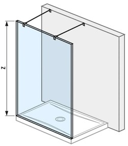 Jika Pure - Skleněná stěna pevná včetně dvou vzpěr, 130x200 cm, s úpravou Jika Perla Glass H2674210026681