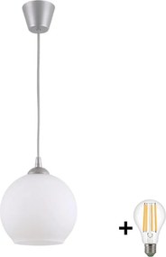 BRILAGI - LED Lustr na lanku RETRO GLASS 1xE27/60W/230V pr. 15 cm stříbrná/bílá