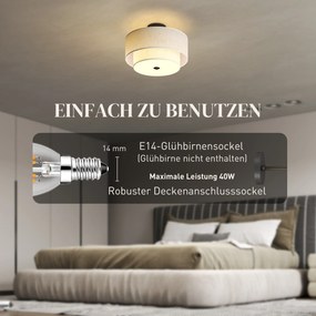 HOMCOM Stropní svítidlo, závěsné svítidlo s dvojitým stínidlem ve vzhledu lnu, krémově bílá barva