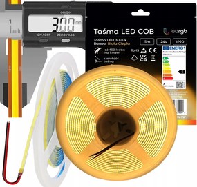 Led páska Neon Cob 24V 5 m 400 diod 3000K Bílá Teplá Ultra Tenká 3MM