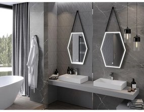 Mexen Orla, LED koupelnové zrcadlo s podsvícením a černým rámem 60x80 cm, 6000K, ochrana proti zamlžování, 9815-060-080-611-70