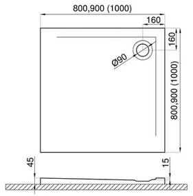 Polimat Čtvercová akrylátová sprchová vanička Geos 80x80 (90x90, 100x100) BST Barva: Černá - kamenná struktura, Rozměry (cm): 80x80