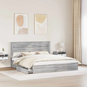Postel s úložným prostorem se zásuvkou Šedá Sonoma 180 x 200 cm 3409897