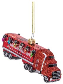 Skleněná ručně vyrobená vánoční ozdoba 4,5 cm Red Truck – Sass &amp; Belle
