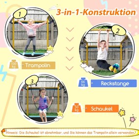 Costway Obdélníková trampolína 3-in-1 pro děti trampolína pro volný čas se sítí