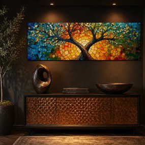 Obraz na plátně - Strom života Sluneční energie FeelHappy.cz Velikost obrazu (šířka x výška): 180 x 60 cm