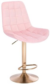 LuxuryForm Barová židle PARIS VELUR na zlatém talíři - světle růžová