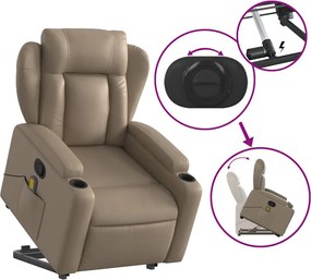 Zvedací masážní polohovací křeslo cappuccino umělá kůže 3204557