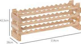 HOMCOM regál na lahve pro 36 lahví, 3-patrový modulární vinný regál, 114×28×42,5 cm, přírodní dřevo