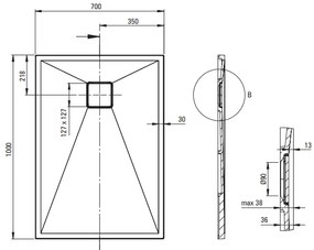 Aplomo Correo obdélníková sprchová vanička, šedá Rozměr vaničky: 100x90cm