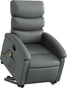 Zvedací masážní polohovací křeslo šedé umělá kůže 3204050