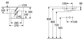 Villeroy & Boch 43703701 - Závěsné umyvadlo SUBWAY 37x30,5 cm keramika/bílá