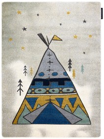 Dywany Łuszczów, Dětský kusový koberec Petit Tipi grey, 140x190, modrá, dětský pokoj
