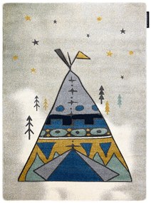 Dywany Łuszczów, Dětský kusový koberec Petit Tipi grey, 140x190, modrá, dětský pokoj
