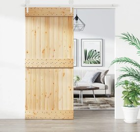 vidaXL Posuvné dveře s kováním 90 x 210 cm masivní borové dřevo [3203218]