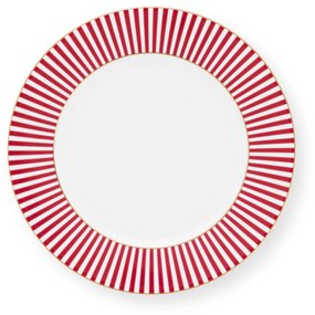 Pip Studio Royal stripes talíř Ø17cm, bílo-tmavě růžový