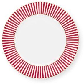 Pip Studio Royal stripes talíř Ø17cm, bílo-tmavě růžový (talíř tenkostěnného porcelánu)