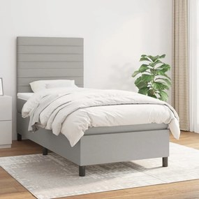 vidaXL Box spring postel s matrací 100 x 200 cm textil [3141840] Barva: světle šedá