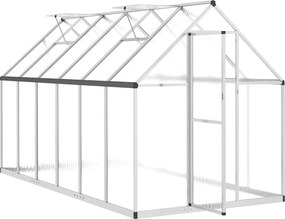 Skleník s podkladovým rámem stříbrný 334 x 169 x 195 cm hliník 3266326