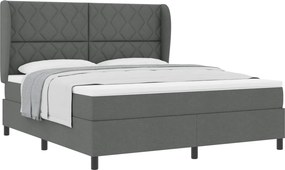 Postel s boxspringem s čelo Tmavě šedá 180 x 200 cm textil 3340642