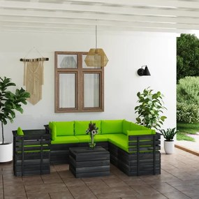 vidaXL 7dílná zahradní sedací souprava z palet + podušky borové dřevo [3061912] Barva: Jasně zelená