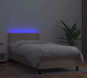 vidaXL Box spring postel s matrací a LED 80 x 200 cm umělá kůže [3134134] Barva: cappuccino