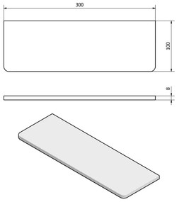 Sapho Police 300x100x8mm, čiré sklo 23479