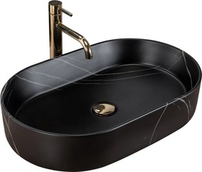 Rea Nadia, umyvadlo na desku 610x385x120 mm, černá matná-vzor kámen, REA-U8565