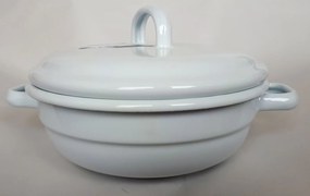 Bílá smaltovaná mísa s pokličkou White blue - Ø 16*8cm