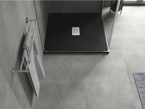 Mexen Hugo, čtvercová sprchová vanička SMC 100 x 100 cm, černá, ocelová krytka, 42701010-X