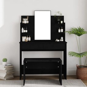 Toaletní stolek se zrcadlem černý 96 x 40 x 142 cm - Default Title