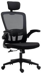 Ergonomická kancelářská židle s bederní opěrkou a opěrkou hlavy, černá