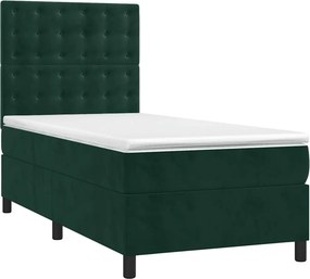 Box spring postel s matrací tmavě zelená 90x190 cm samet 3143238