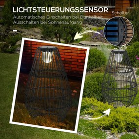 Outsunny solární lampa zahradní lampa bubnový design vodotěsná se světelným senzorem automatická LED pro balkon terasu černá | Aosom.de