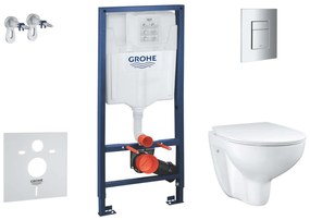 Grohe Solido - Set předstěnové instalace, klozetu a Slim sedátka Bau Ceramic, softclose, tlačítko Even, chrom SANI15BB1101