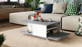 MAT-VIENNA beton/bílý mat, konferenční stolek na kolečkách