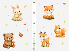 Metr lesní zvířátka textilní přelepitelné samolepky na zeď výška 160 cm
