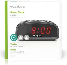 Nedis Digitální stolní budík černá / LED Displej / Funkce odloženého b