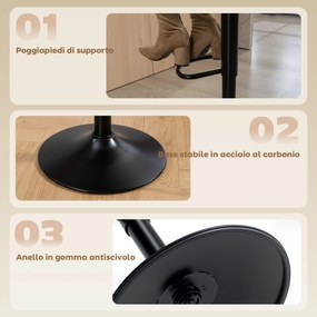 HOMCOM set 2 barových židlí s nastavitelnou výškou a opěrkou nohou, z PU kůže a oceli, 39,5x44x88-110 cm, krémová
