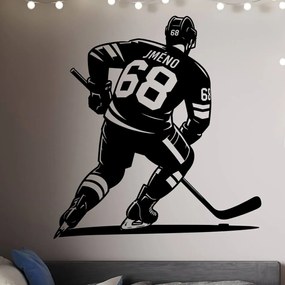 Živá Zeď Samolepka na zeď Hokejový hráč se jménem Barva: černá