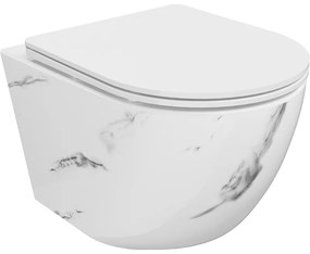 Mexen Lena WC mísa Rimless se sedátkem slim s pomalým zavíráním, duroplast, bílý kámen - 30224092