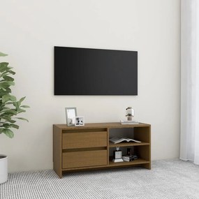 TV stolek medově hnědý 80 x 31 x 39 cm masivní borové dřevo - Default Title