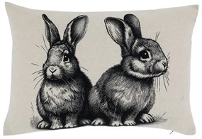Béžový povlak na polštář s králíčky Rabbi - 35*50 cm