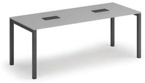 Stůl SQUARE 2000 x 800 x 750, šedá + 2x stolní zásuvka TYP II, černá