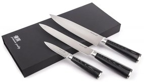 Sada nožů G21 Damascus Premium v bambusovém bloku, Box, 3 ks + brusný kámen