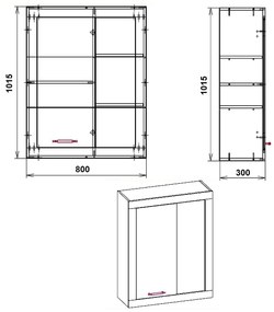 Vomaks Závěsná vitrína MG-1-1 Barva: wenge + javor