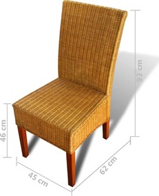 vidaXL Jídelní židle 6 ks hnědé přírodní ratan [274205]