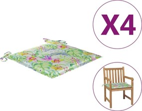 vidaXL Podušky na zahradní židli 4 ks 50x50x3 cm látka oxford [361081] Barva: Vzor listí
