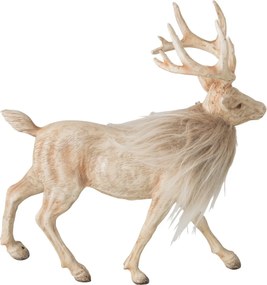 Vánoční dekorace Jelen Deer s kožíškem světle béžový – 23*8*24 cm