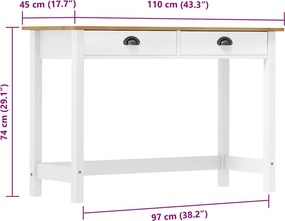 Konzolový stolek Hill 2 zásuvky 110x45x74 cm masivní borovice 288994
